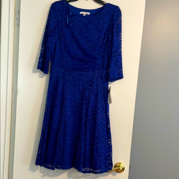 Studio One | Dresses | Studio One Royal Blue Aline Wrap Lace Dress ...